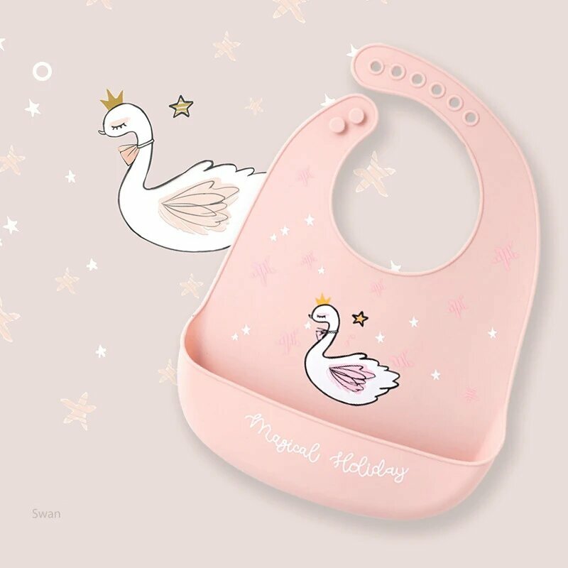 Силиконовый нагрудник для детей Swan, розовый
