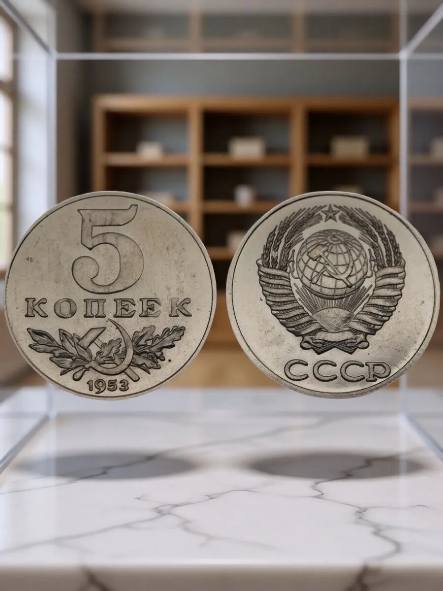 5 копеек 1953 года Серп и молот Проба Копия монеты