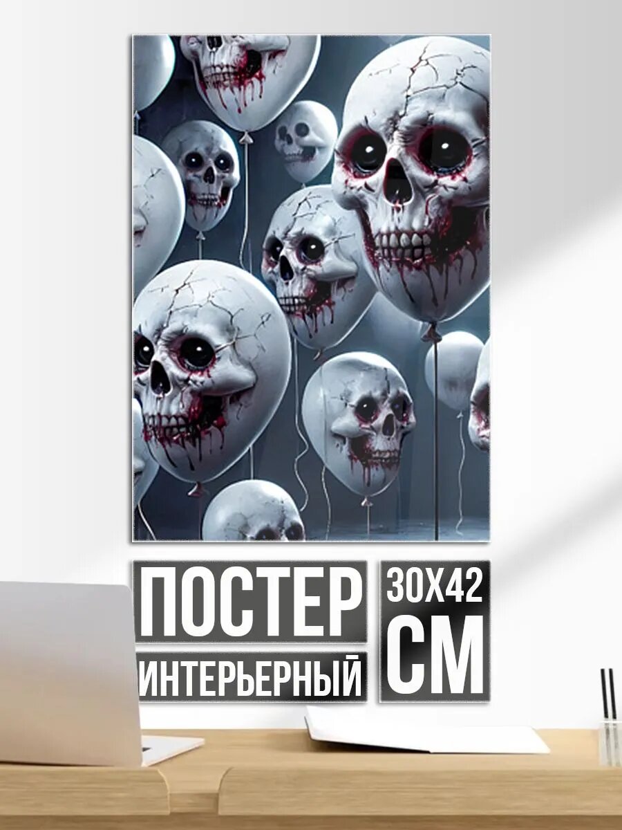 Постер на стену Шарики черепа