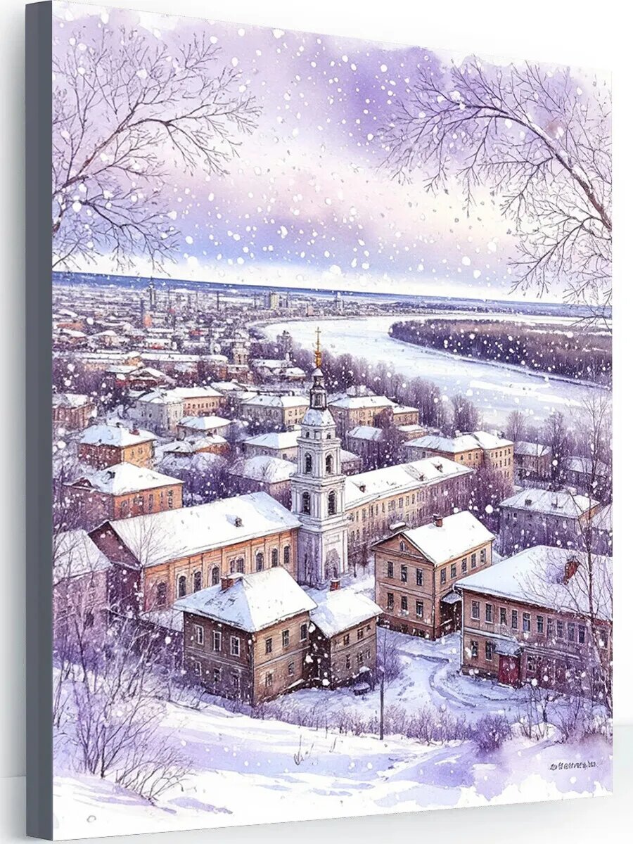 Картина по номерам "Зима в городе", на холсте на подрамнике, 40 x 50 см