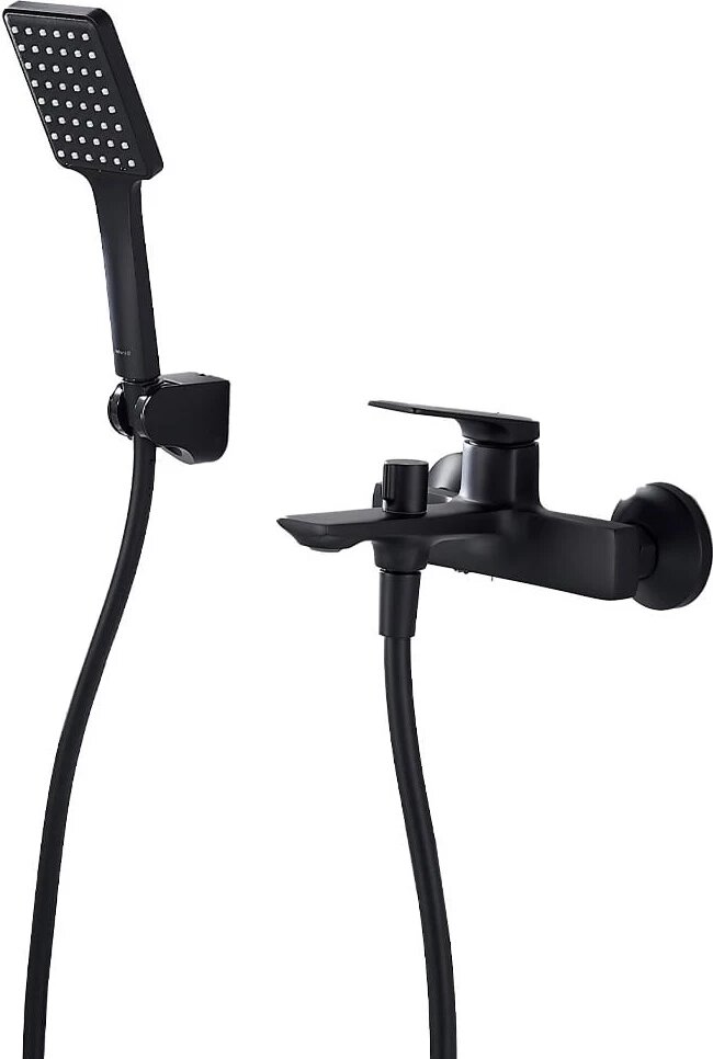 Смеситель для ванны Knotlor Vigor KN-71/BL с душевым гарнитуром, черный матовый