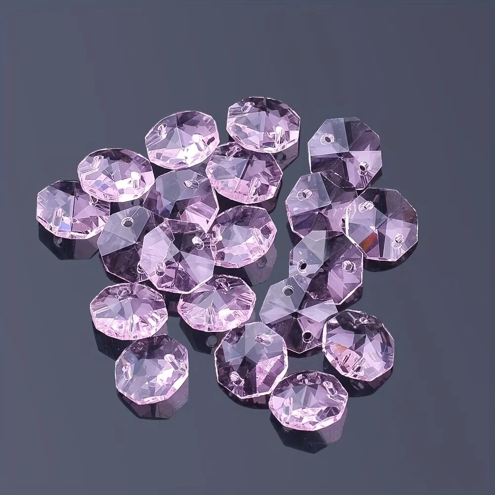 Фиолетовые хрустальные бусины 14 мм, Pink