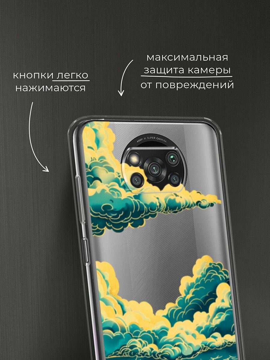 Чехол на Xiaomi Poco X3/X3 Pro / Поко X3/X3 Pro с принтом Облака и космос, прозрачный — фото 1