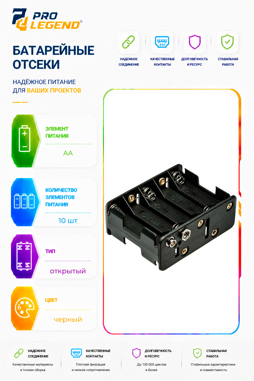 Батарейный отсек BH3103 AA 5x1+5x1, открытый
