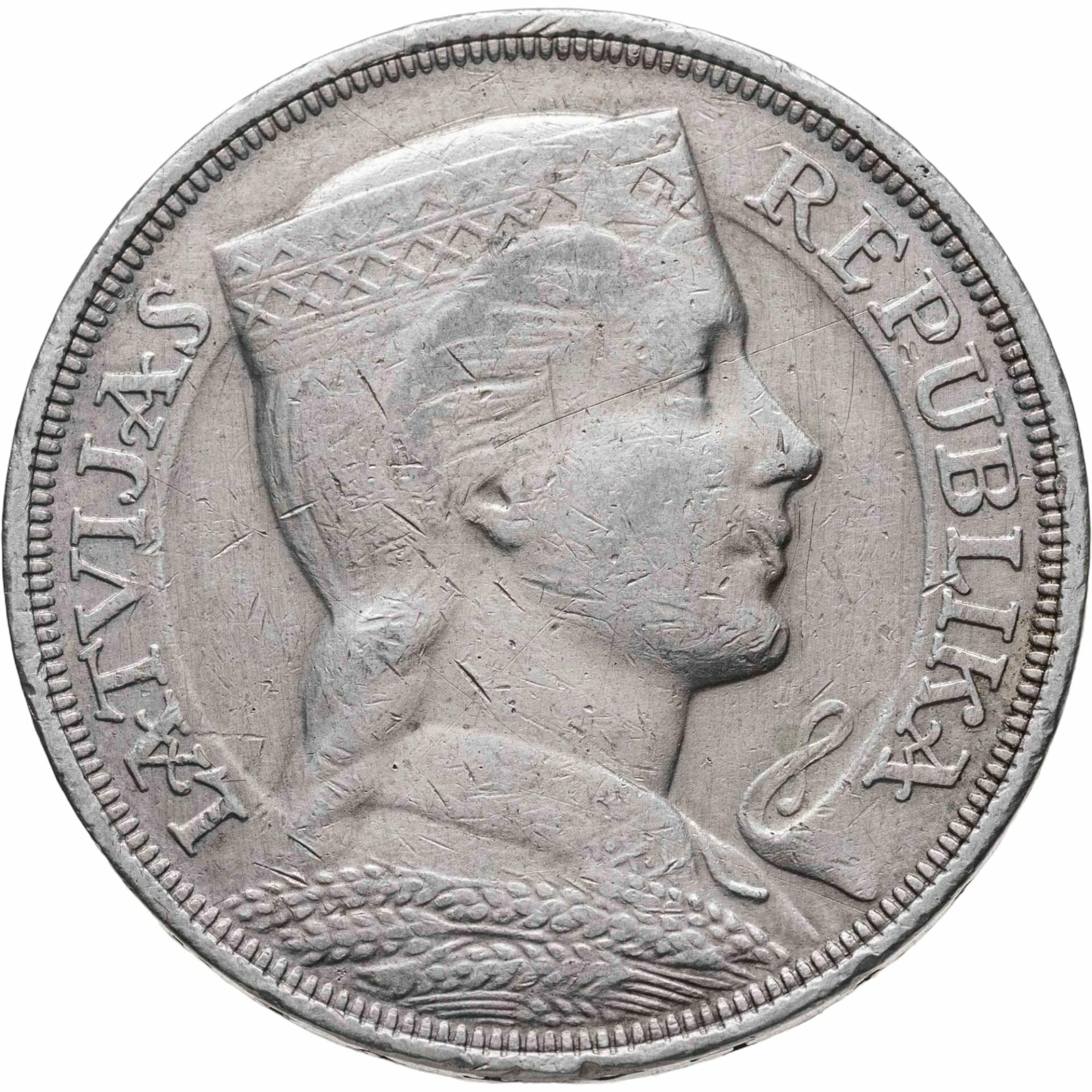Латвия 5 латов lati 1929, Серебро 835, в сохранности VF