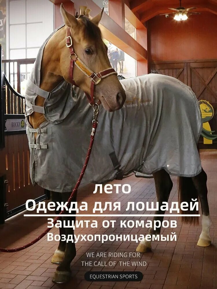 Одежда для лошадей, аксессуары для верховой езды, летняя защита от комаров, сетка, дышащая, защита от мух Высота плеча лошади 145-150cm