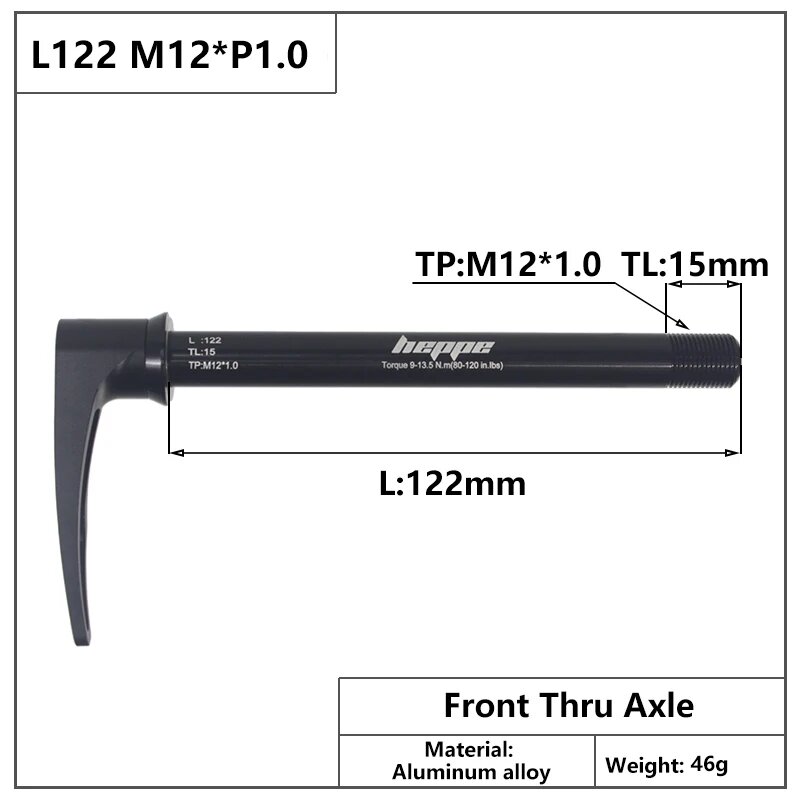 HEPPE сквозная ось для велосипеда 12x142/148/100/110 черный L122 M12x1.0 TL15