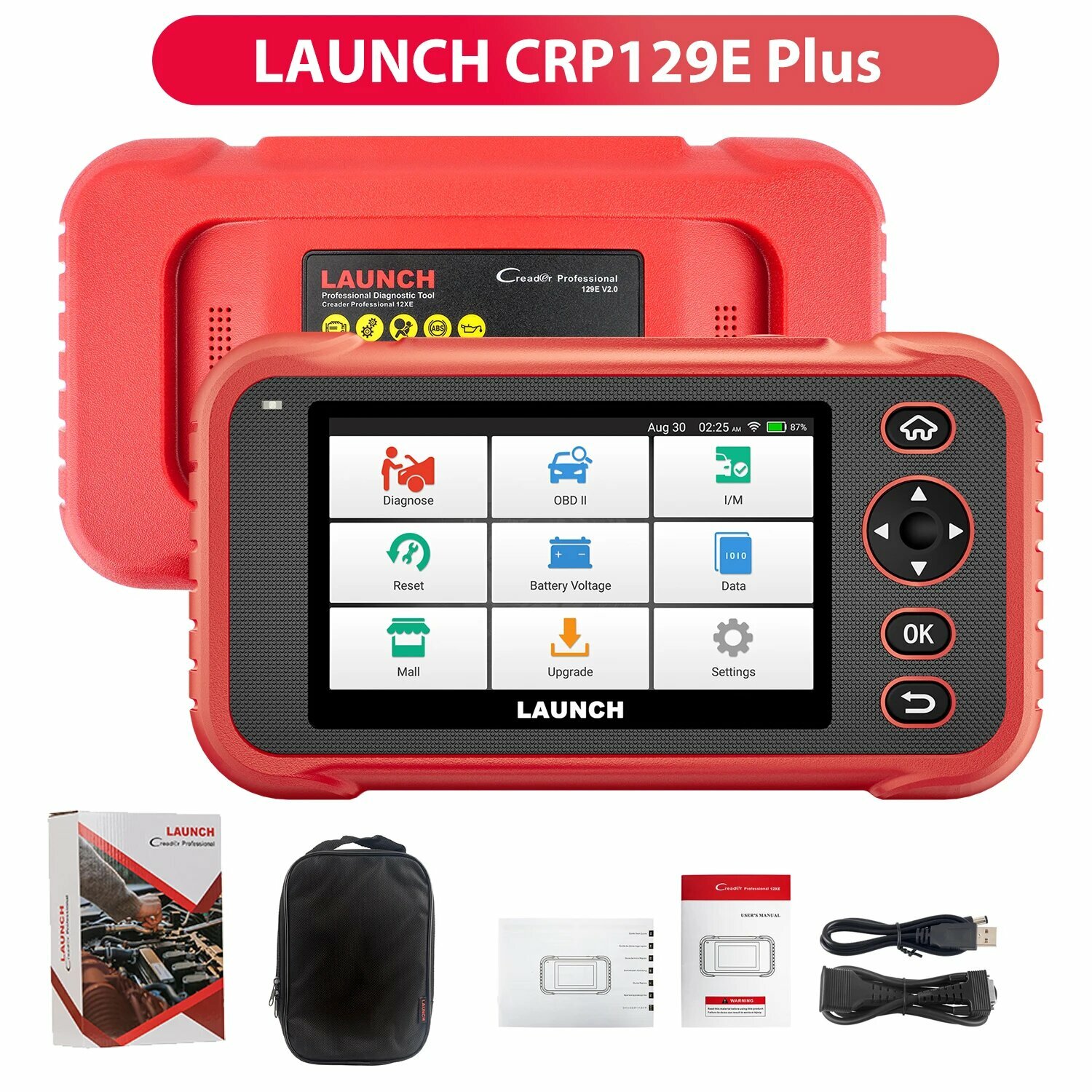 Диагностический сканер 2026 LAUNCH CRP129E Plus V3.0 OBD2+CANFD, для всех систем, с пожизненным бесплатным обновлением, 8 функций сброса, кодирование инжекторов