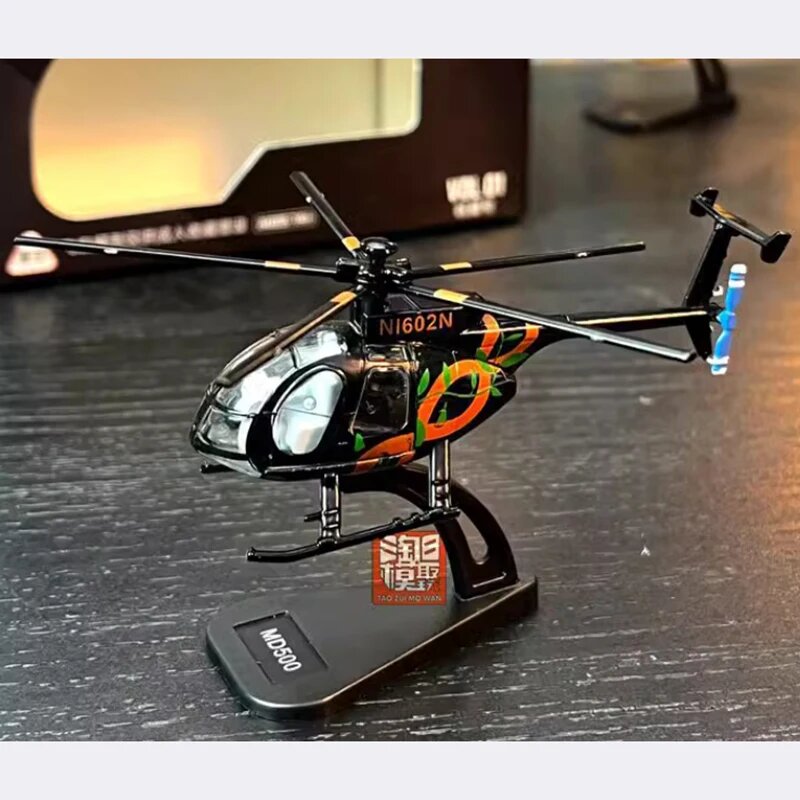 Литой под давлением вертолет MD500 в масштабе 1:100, модель вертолета с отделкой из сплава, статическое украшение, сувенирные подарки для взрослых мальчиков