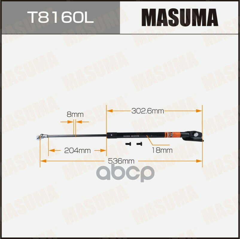 Упор газовый багажника L=536mm SUBARU IMPREZA 2011-2016, SUBARU XV 2011-2017 Masuma арт. T8160L