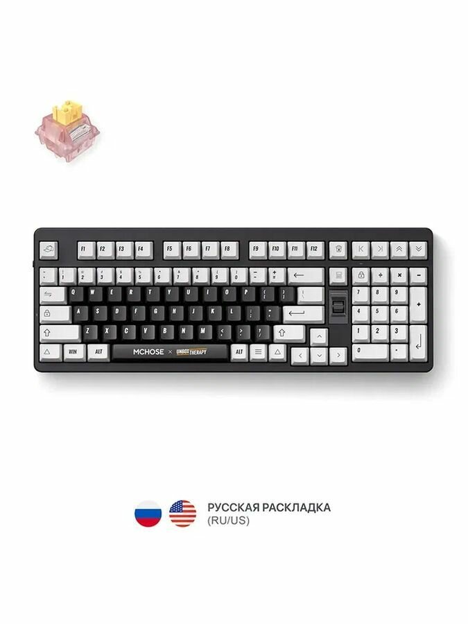 MCHOSE UT98 Silent Peach V3 Switch Беспроводная механическая игровая клавиатура, русская раскладка, белая, черная