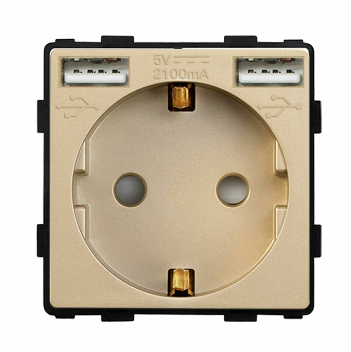 Механизм розетки (без рамки) с Usb АА, цвет золотой
