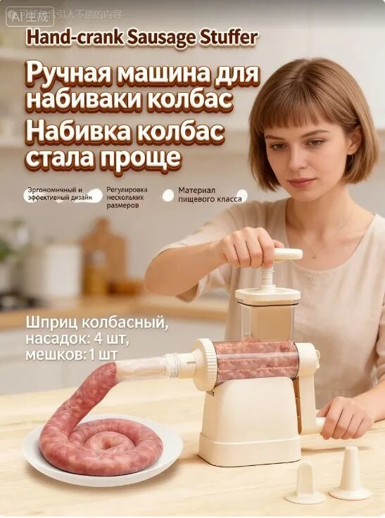 Шприц для мяса, насадок: 4 шт, мешков: 1 шт