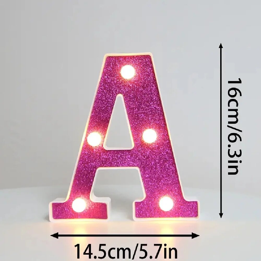 LED Ночник Фиолетовый Светодиодный Буквы Цифры 16 см Розовый, A