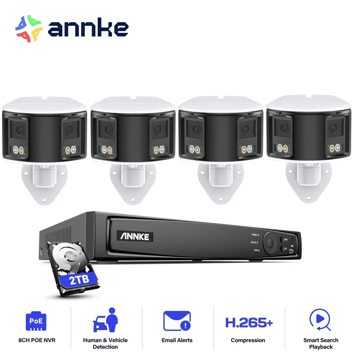 Система безопасности камер ANNKE 6MP 180° панорамная PoE Камера с двойной линзой Наблюдательная система 8-канальный NVR CCTV с двухсторонним аудио