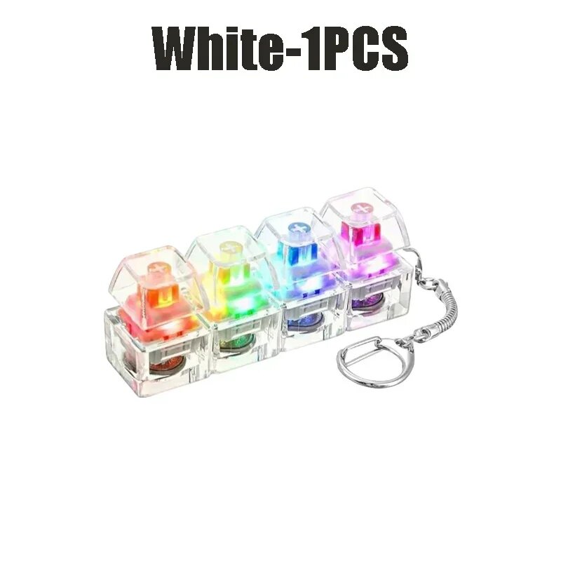 Прозрачный 4-клавишный брелок-клавиатура с подсветкой Белый, white-1pcs