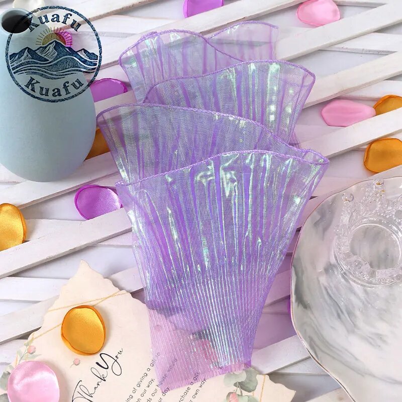 Радужная органза с рюшами 150 мм для декора Сиреневый, Purple, 1Yard