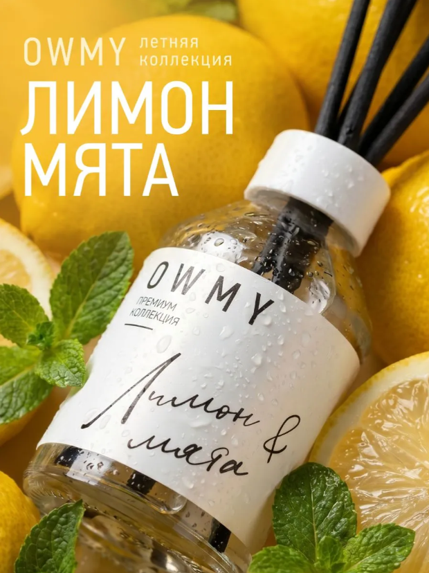 Ароматический диффузор для дома с палочками, 1 шт 50 мл / Лимон мята