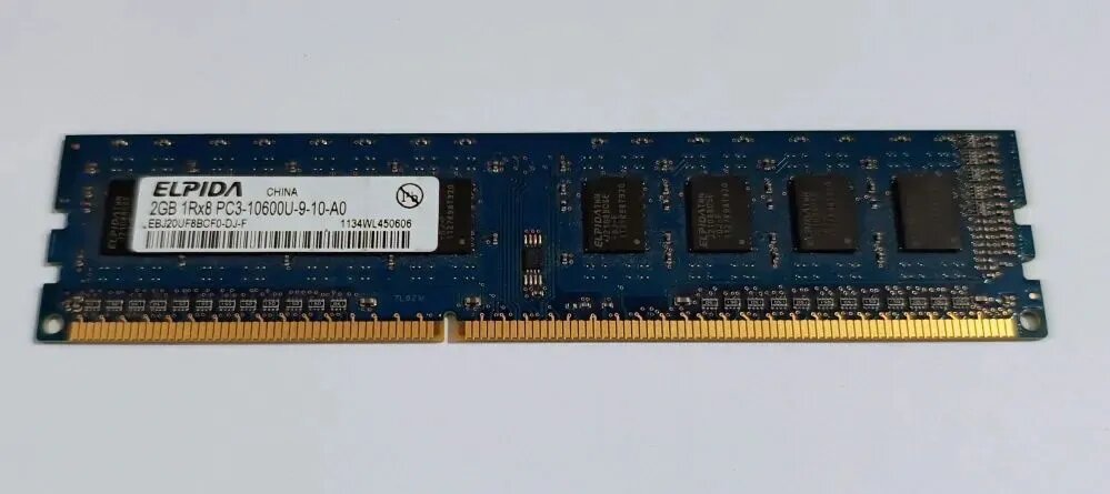 Elpida Оперативная память DDR3 2Gb 1Rx8 1333Mhz ebj20uf8bcf0-dj-f Dimm PC3-10600 DDR3, 1333 МГц, 1 x 2 ГБ (ebj20uf8bcf0-dj-f)