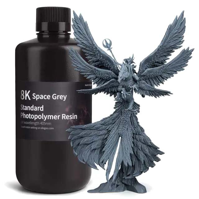 Фотополимерная смола Elegoo Standard Resin 8K Space Grey Серый светлый, 1 л
