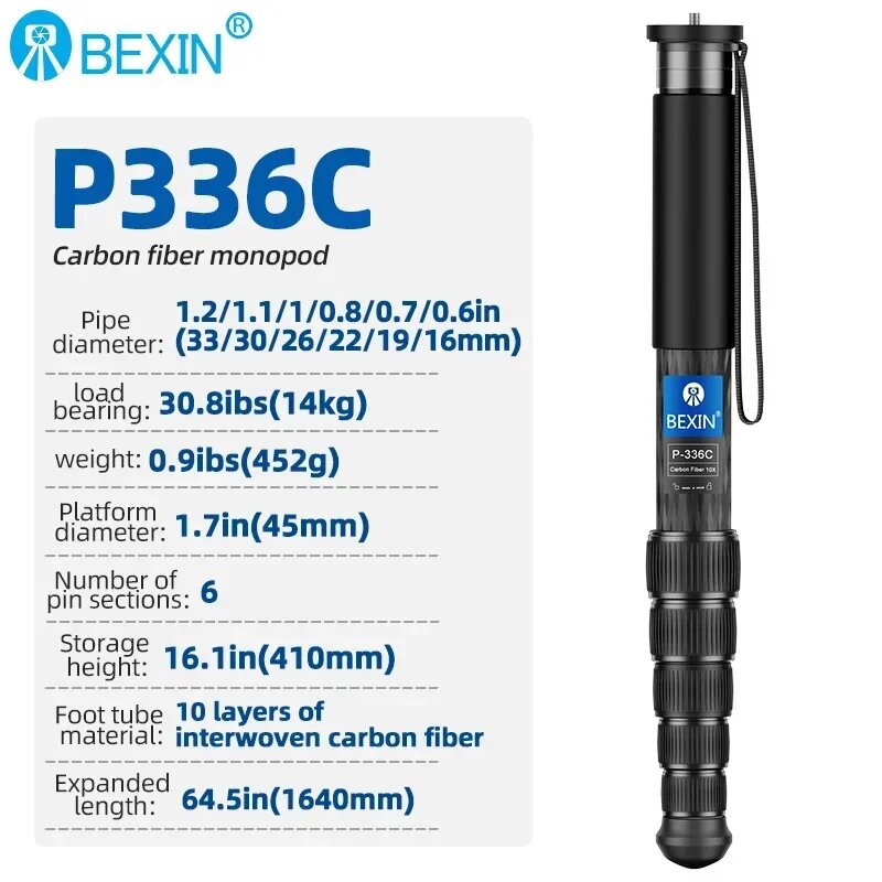 BEXIN монопод из углеродного волокна для смартфона P336CF