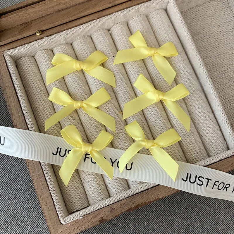 6 шт, атласные заколки для волос с бантом, FJ405 Желтый, Yellow