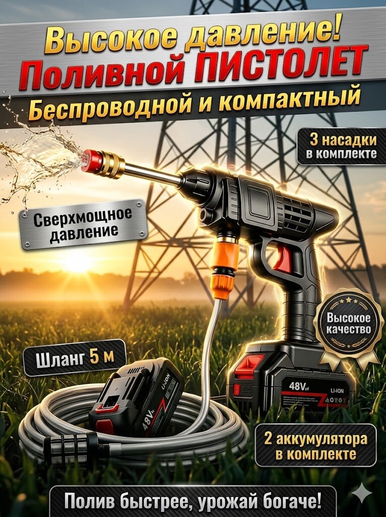 Насос аккумуляторный для полива из бочки, 48V