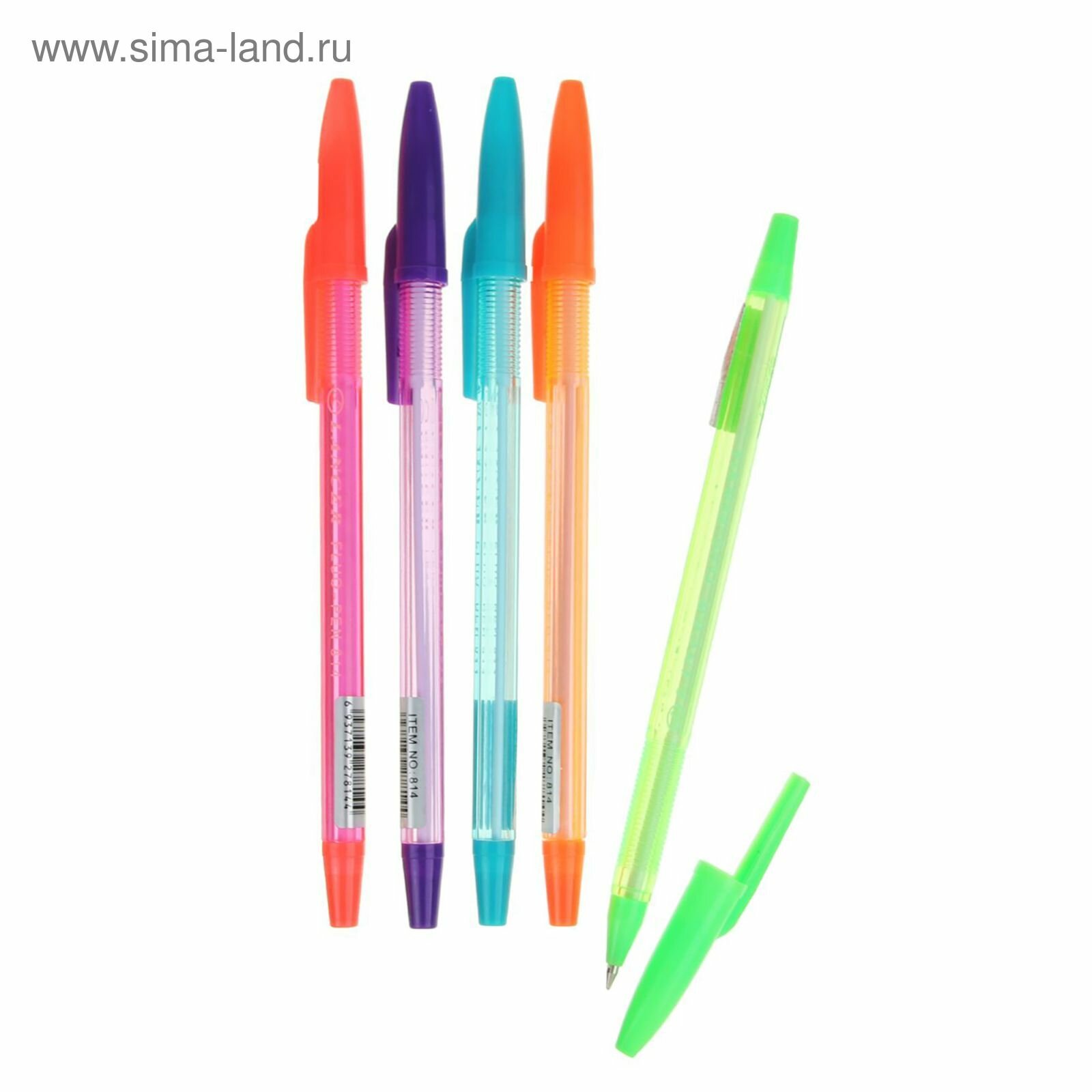Набор ручек шариковых LANCER Fluo 814, 5 шт, ароматизированная, стержень синий, 0.5 мм, микс