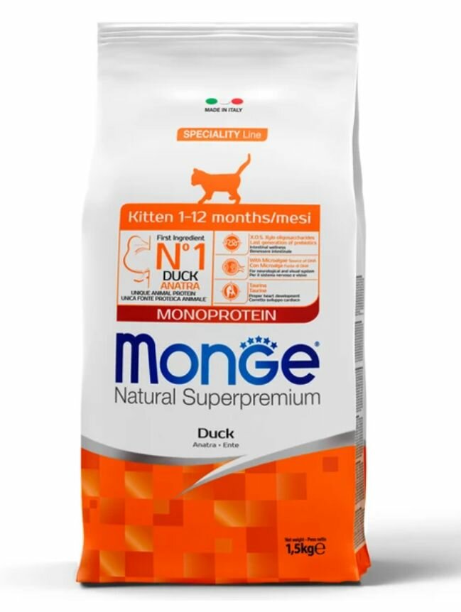Monge Cat Speciality Line Monoprotein сухой корм для котят и беременных кошек с уткой - 1,5 кг