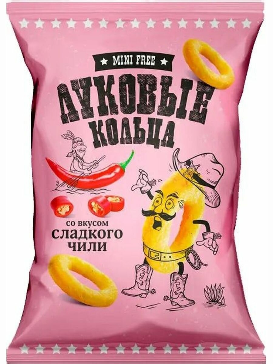 Луковые кольца со вкусом сладкого чили Mini Free, 45 г, 2 штуки
