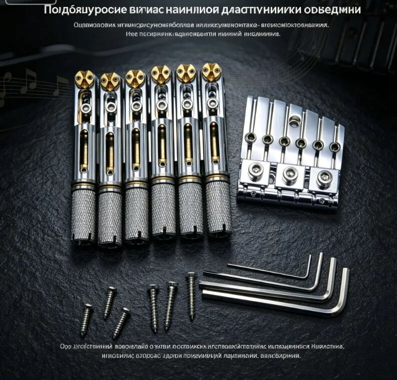 Бридж для безголовой гитары на 6 струн с порожком и порожком. Детали для безголовой гитары.