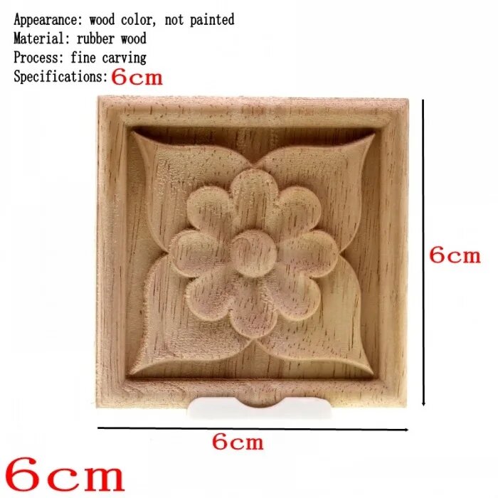 RUNBAZEF деревянная резная угловая аппликация 2PCS, 6cm