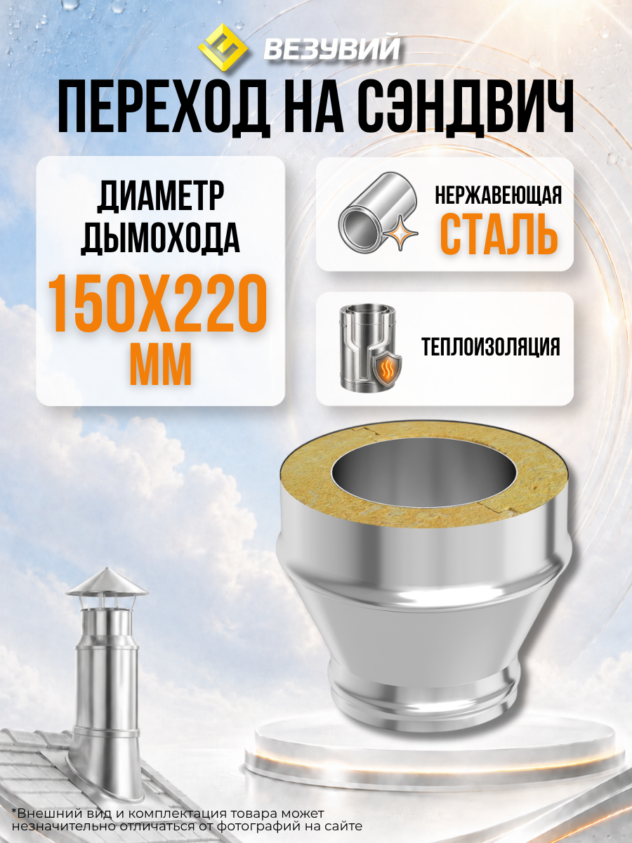 Переход на сэндвич (430 0,5мм/0,5мм) д.150х220 (ПМ)