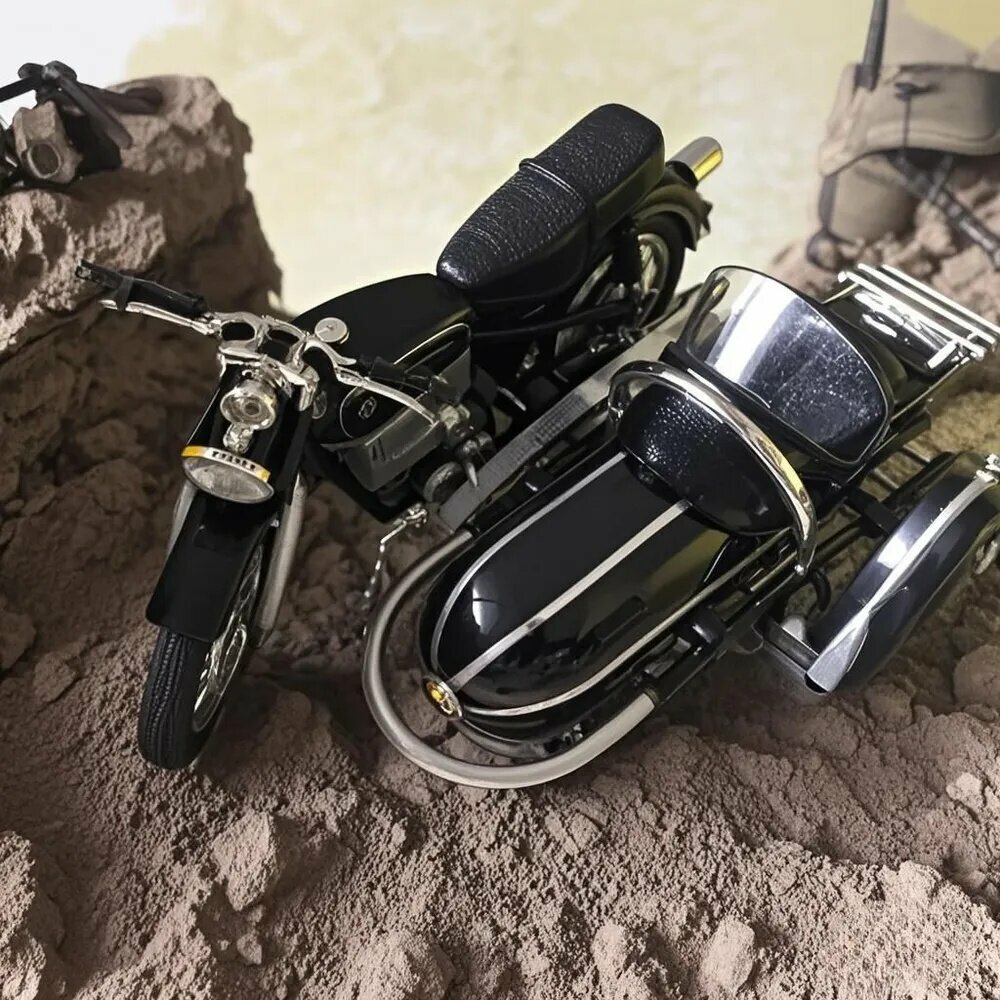 1:18 Модель мотоцикла Ural M72 USSR классический трицикл, коллекционный сувенир (без цветной коробки)