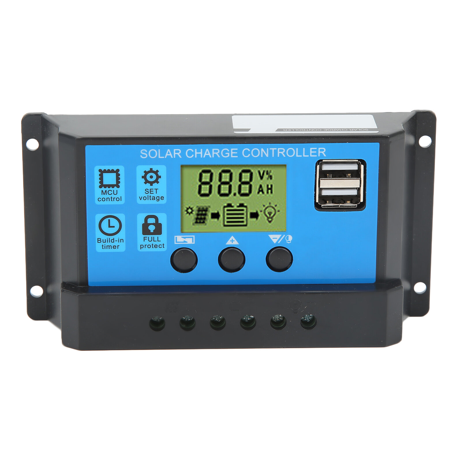 Солнечный контроллер заряда 12В/24В, 30А, PWM, с USB и LCDдисплеем