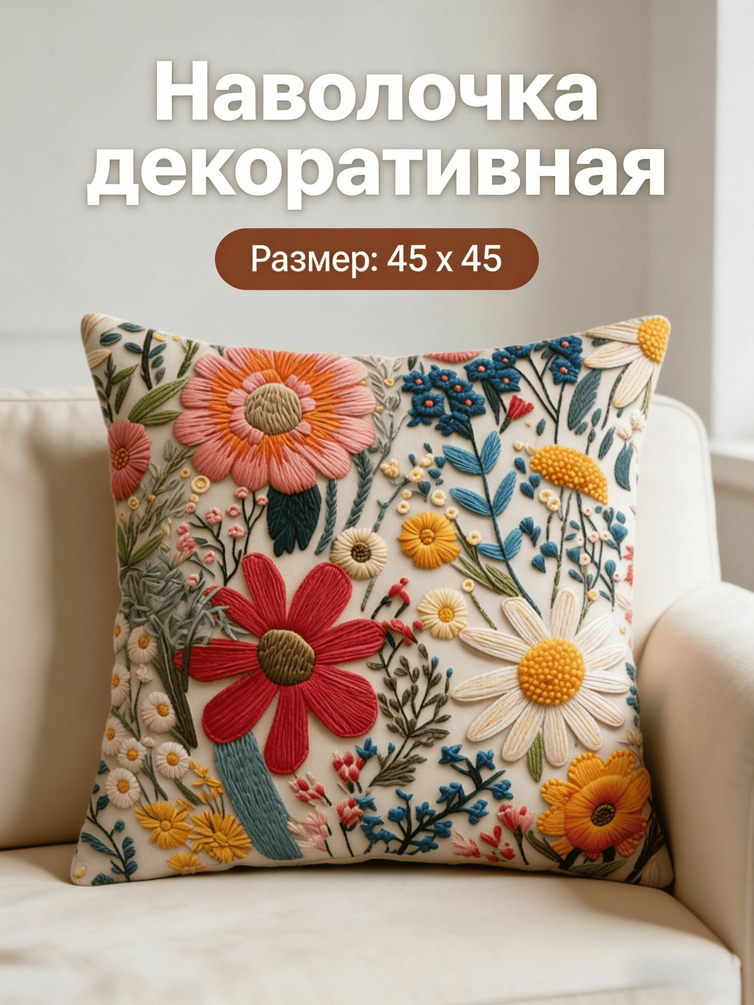 Наволочка декоративная 45x45 см, 1 шт.
