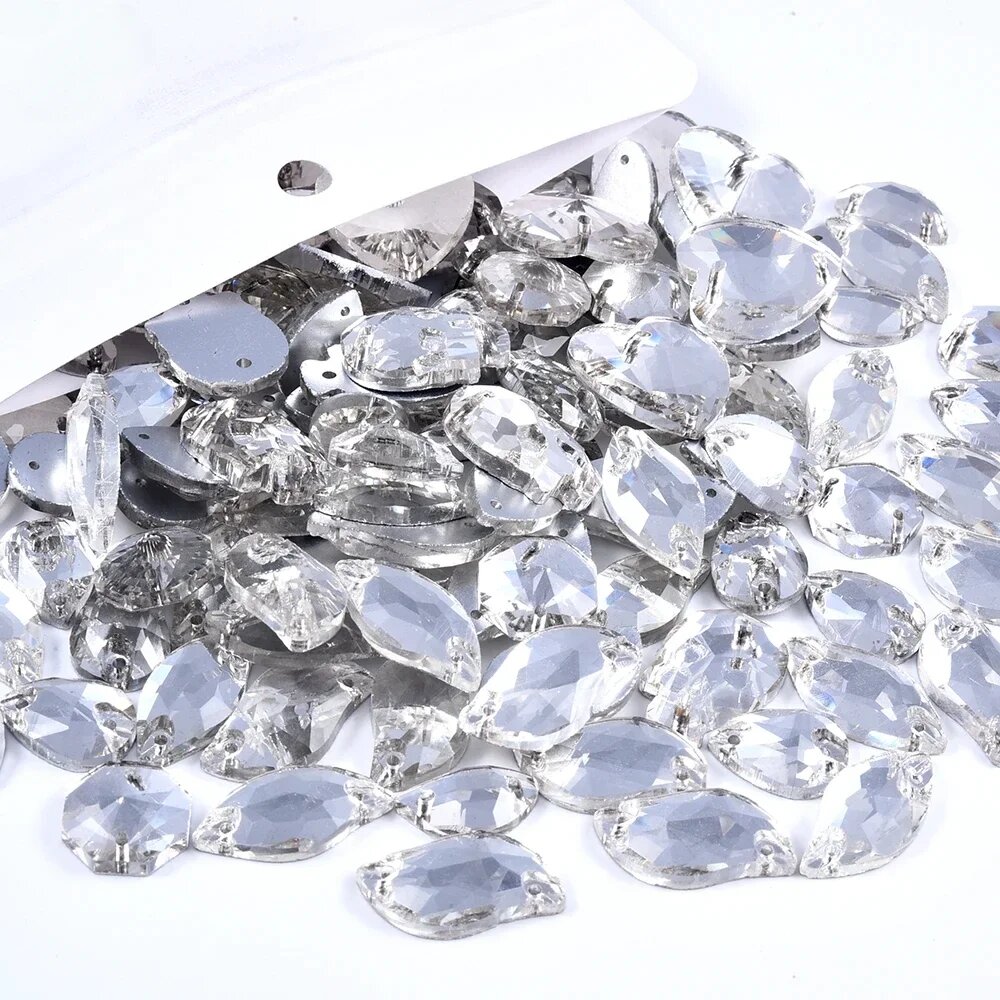 Стеклянные стразы OLeeya для декора одежды Серебряный, mix shape 20pcs, Crystal