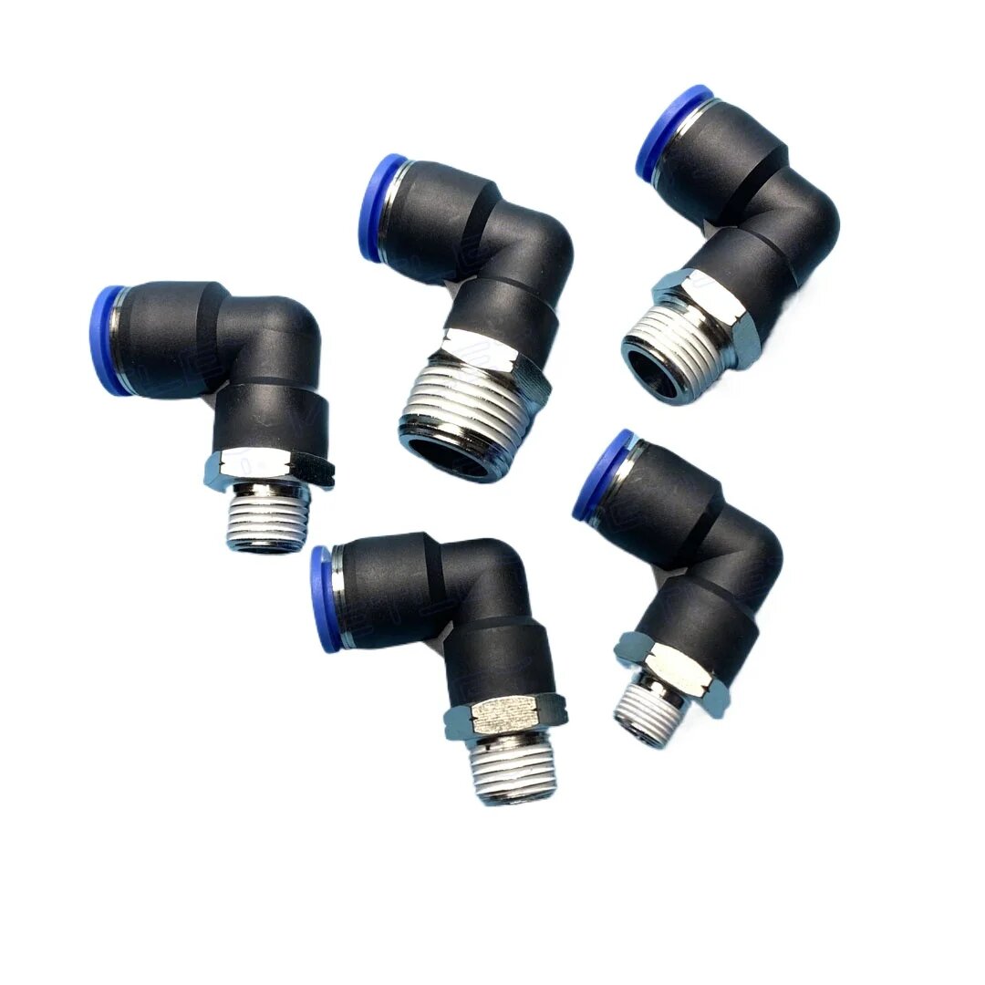 Латунный угловой фитинг 90° для пневматических трубок 4-16 мм 1/8", 6mm, NPT