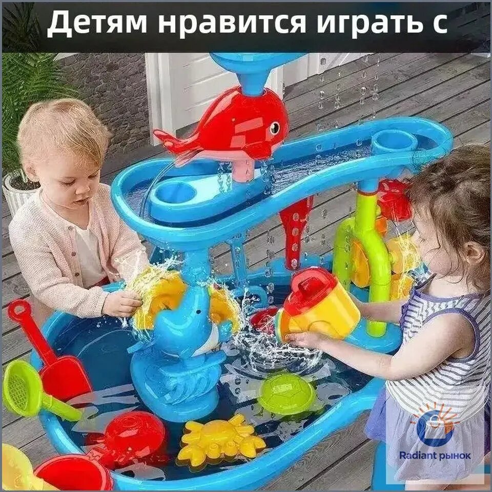 Игровой столик для песка и воды на улицу: с несколькими зонами для творческих игр. — фото 1