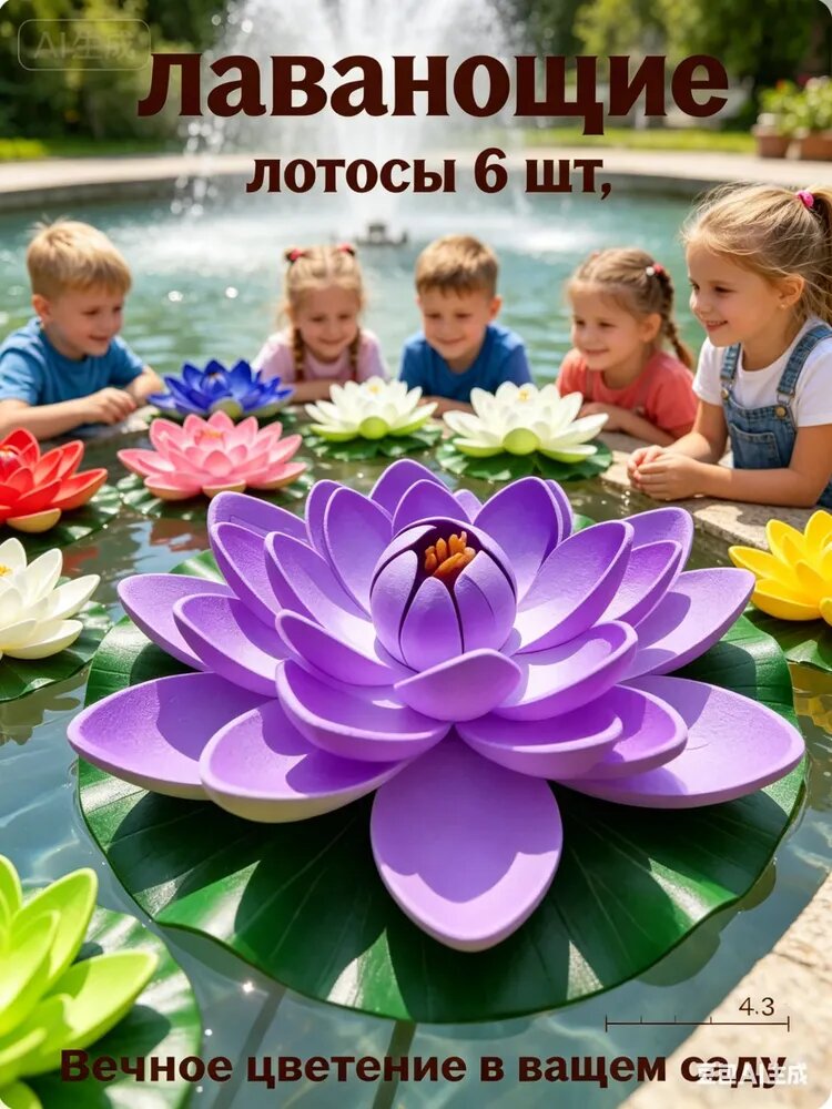 Декоративные искусственные цветы для пруда, водяные лилии 10 см, 6 штук