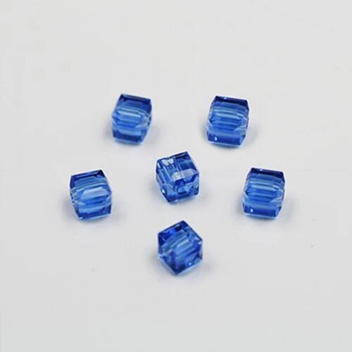 Свободные бусины из стекла, кварц, разноцветные, 6x6 мм, Celadon Синий, Dark Blue