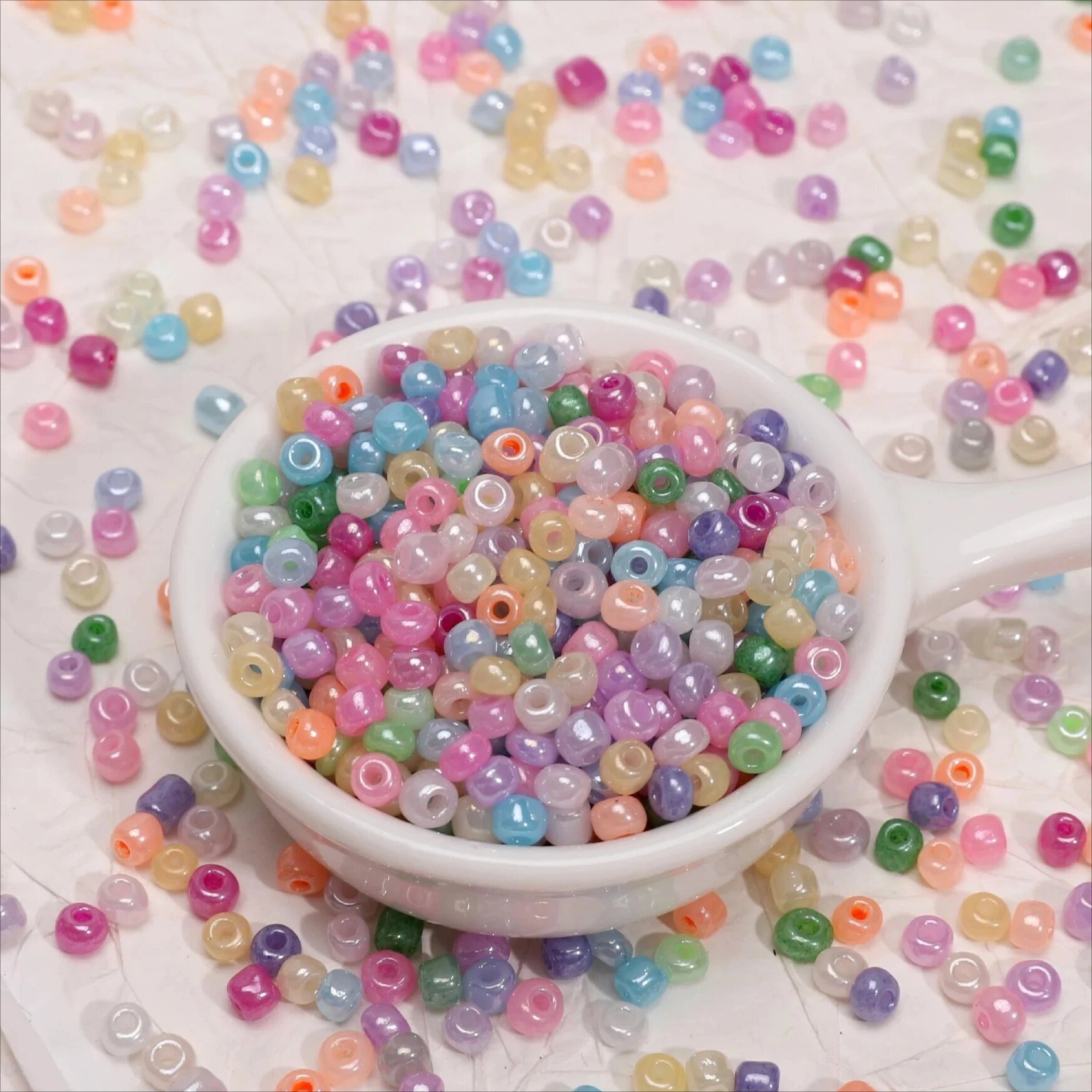 Yori стеклянные бусины 4 мм кремовые 350 шт