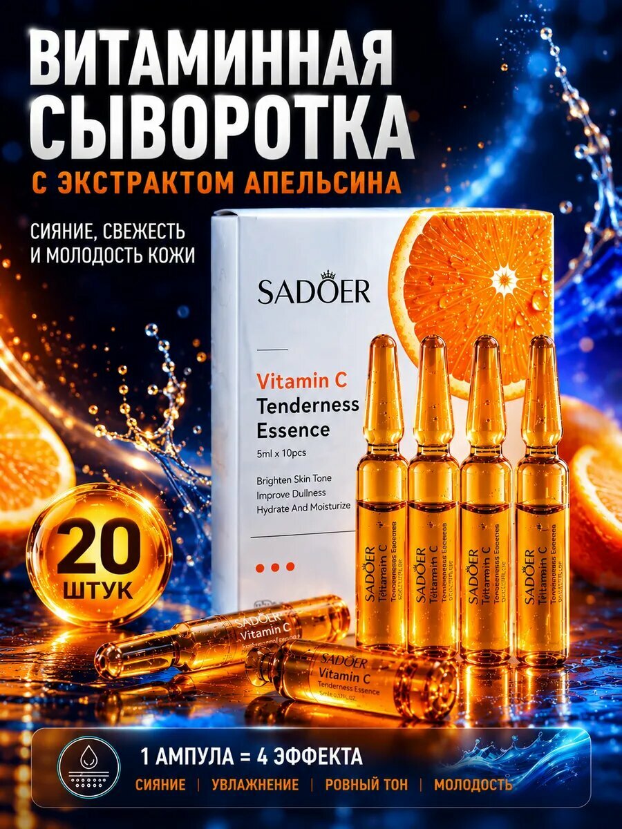 Сыворотка SADOER, для лица, витамин С, лифтинг, увлажнение, зрелая кожа