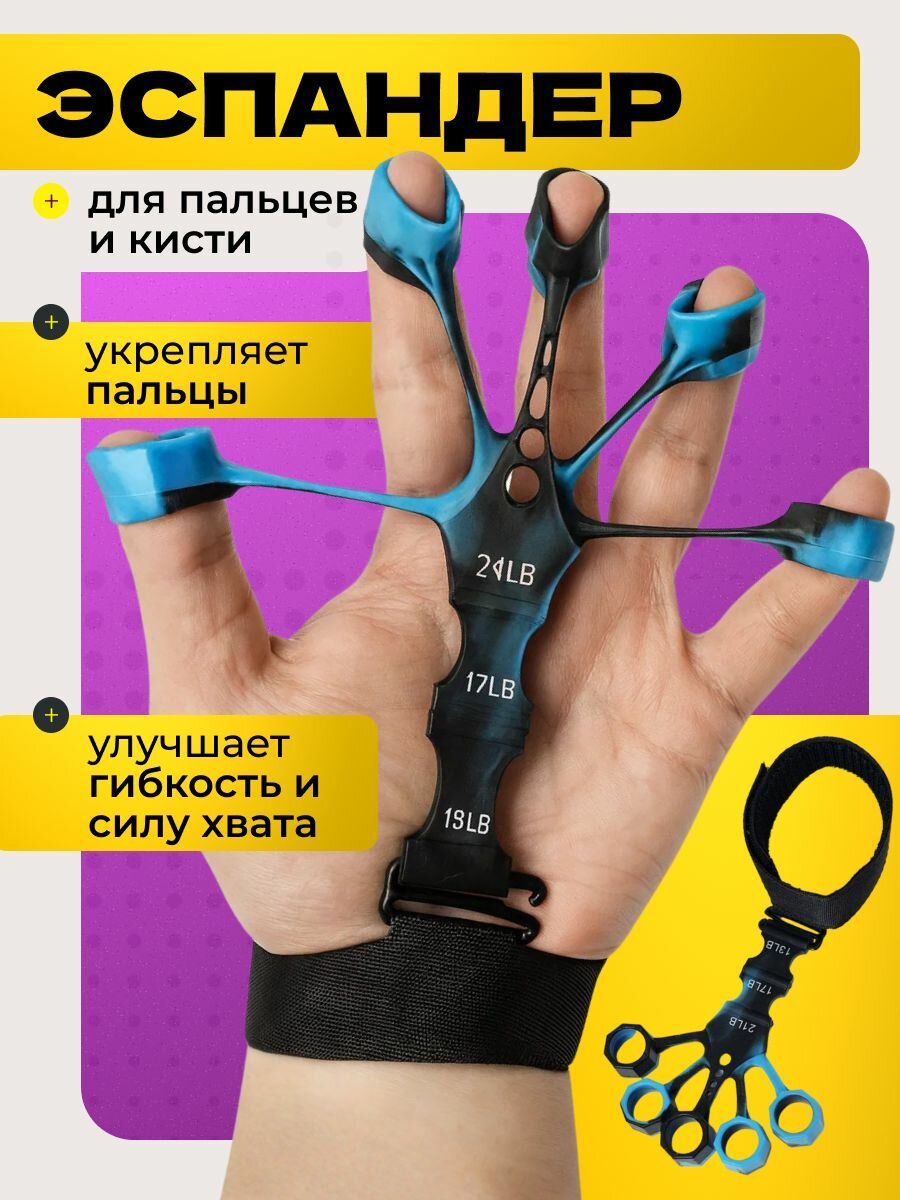 Эспандер для кистей и рук, кистевой тренажер для пальцев - 3 уровня нагрузки - до 9.5 кг