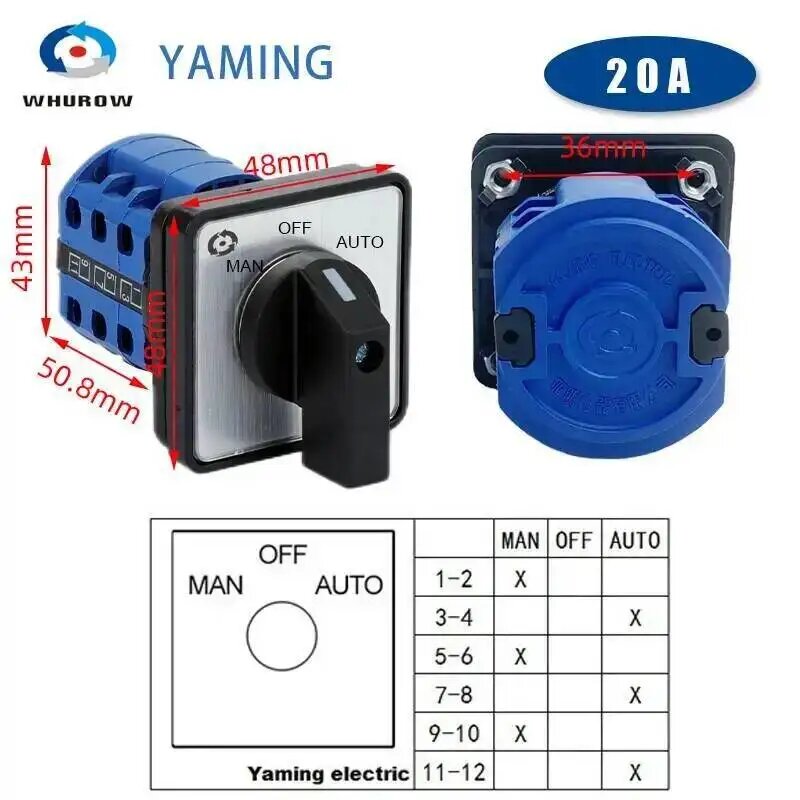 Поворотный переключатель YAMING 20A 3-полюсный AUTO-OFF-MAN