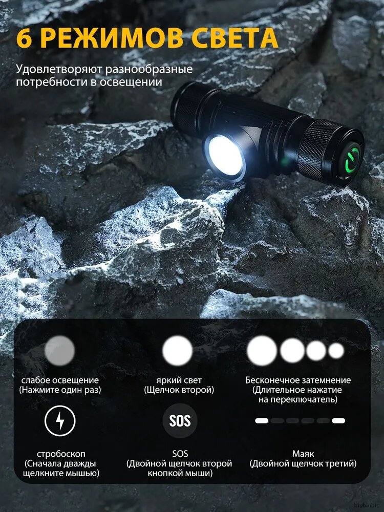Фонарь-прожектор налобный, 1000 Лм, 10 Вт, 100 м, IPX6, аккумулятор 18650, белый — фото 1