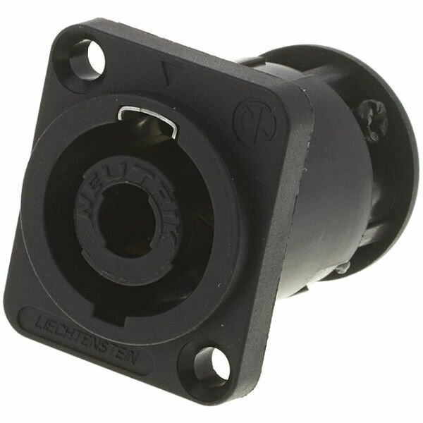 Neutrik NL4MP-ST Панельный разъём Speakon 4-контактный, штекер, винтовой зажим, 30А, тип-D, черный