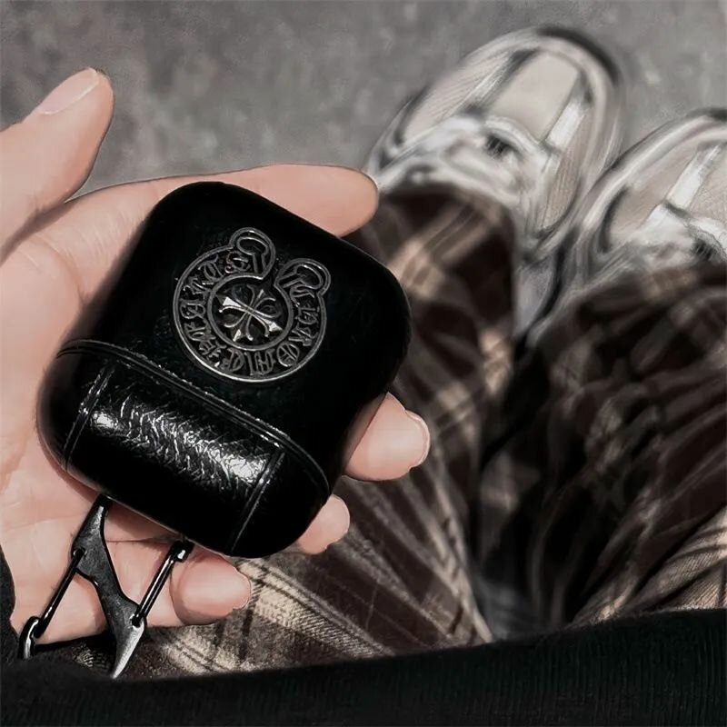 Чехол для AirPods Pro3 из экокожи в стиле Chrome Hearts
