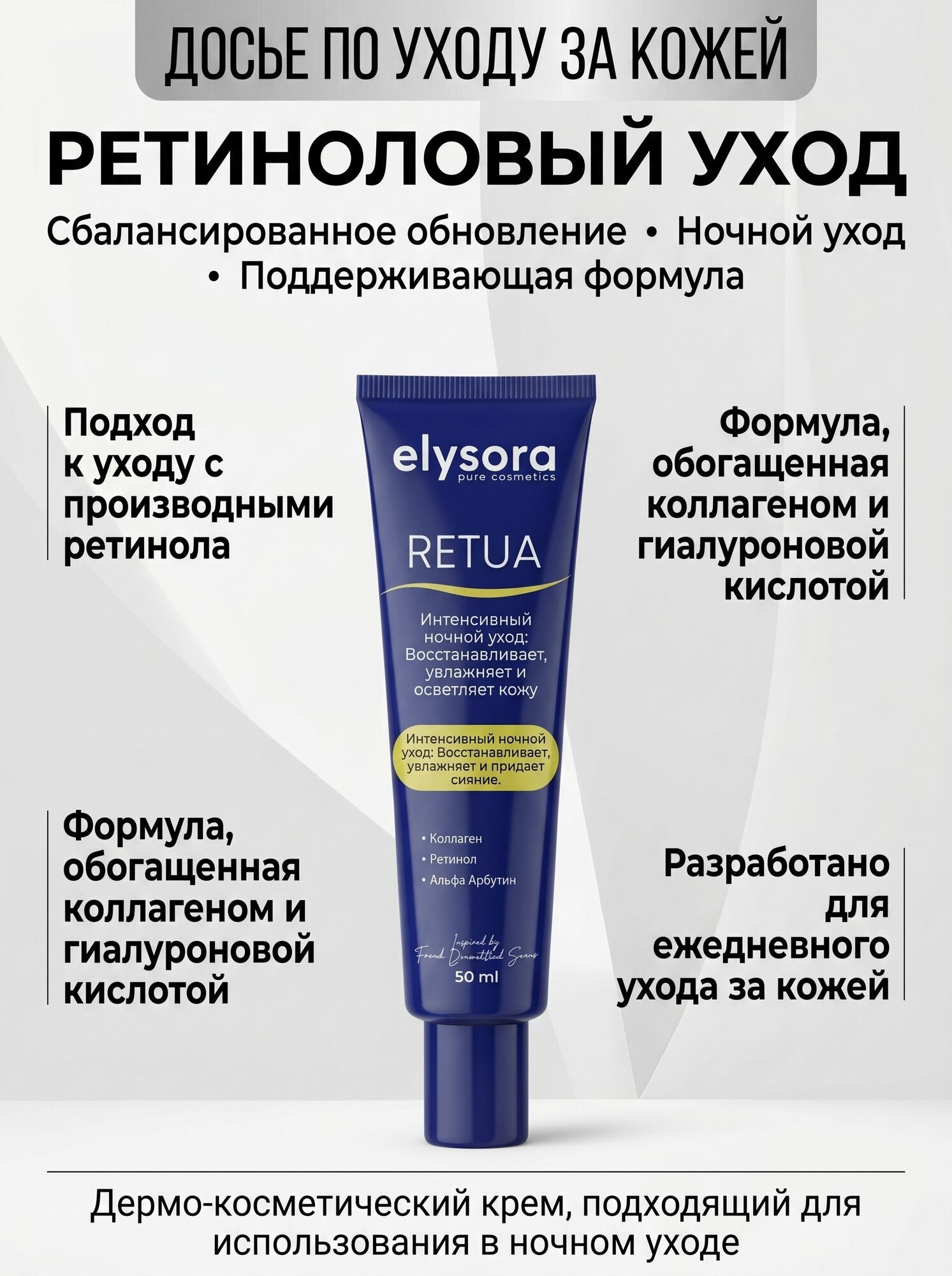 Elysora Retua крем с ретинолом Retinyl Palmitate для обновления кожи лица 50 мл