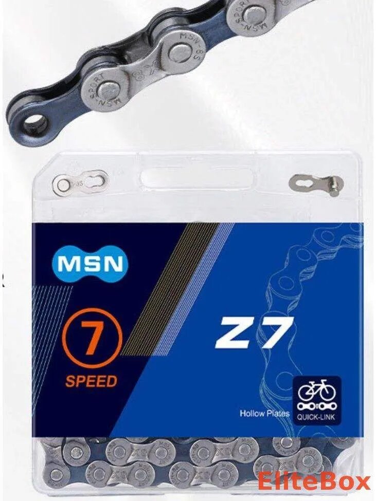 Цепь Z7 MSN (KMC)116 зв. замок CL373 велосипедная 7 скоростей MSN(KMC) (модель Z50)1/2"x3/32" пин 7,3 мм под SHIMANO Шимано
